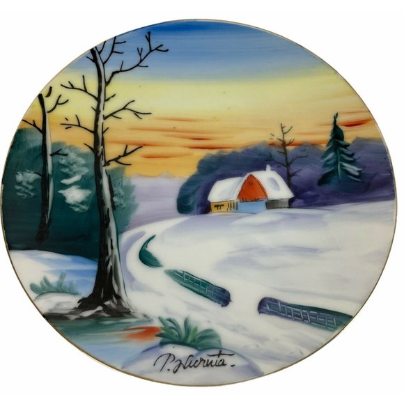 Accents | Vintage Hand Painted Collector Plate Japan Winter Scene ...
